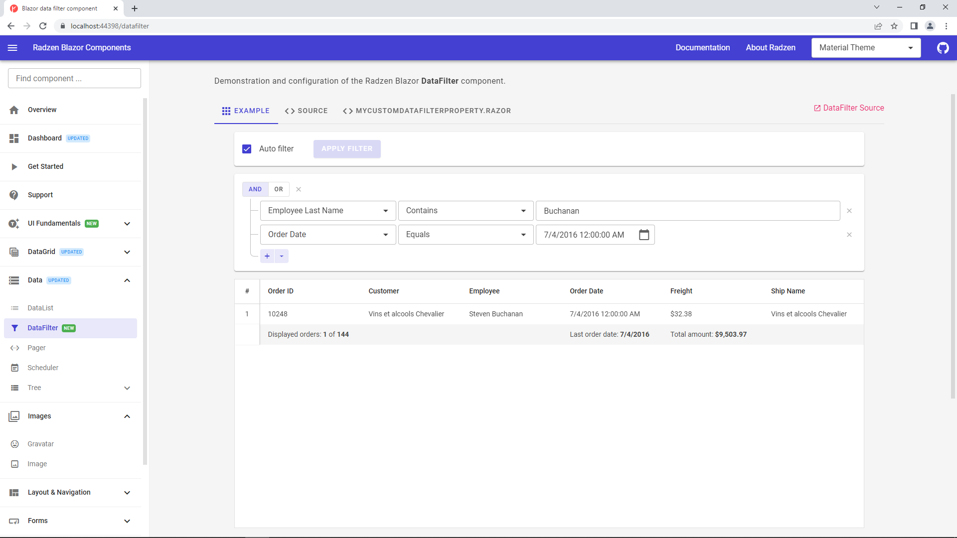 RadzenDataFilter - Date equal problem - Radzen.Blazor Components - Radzen