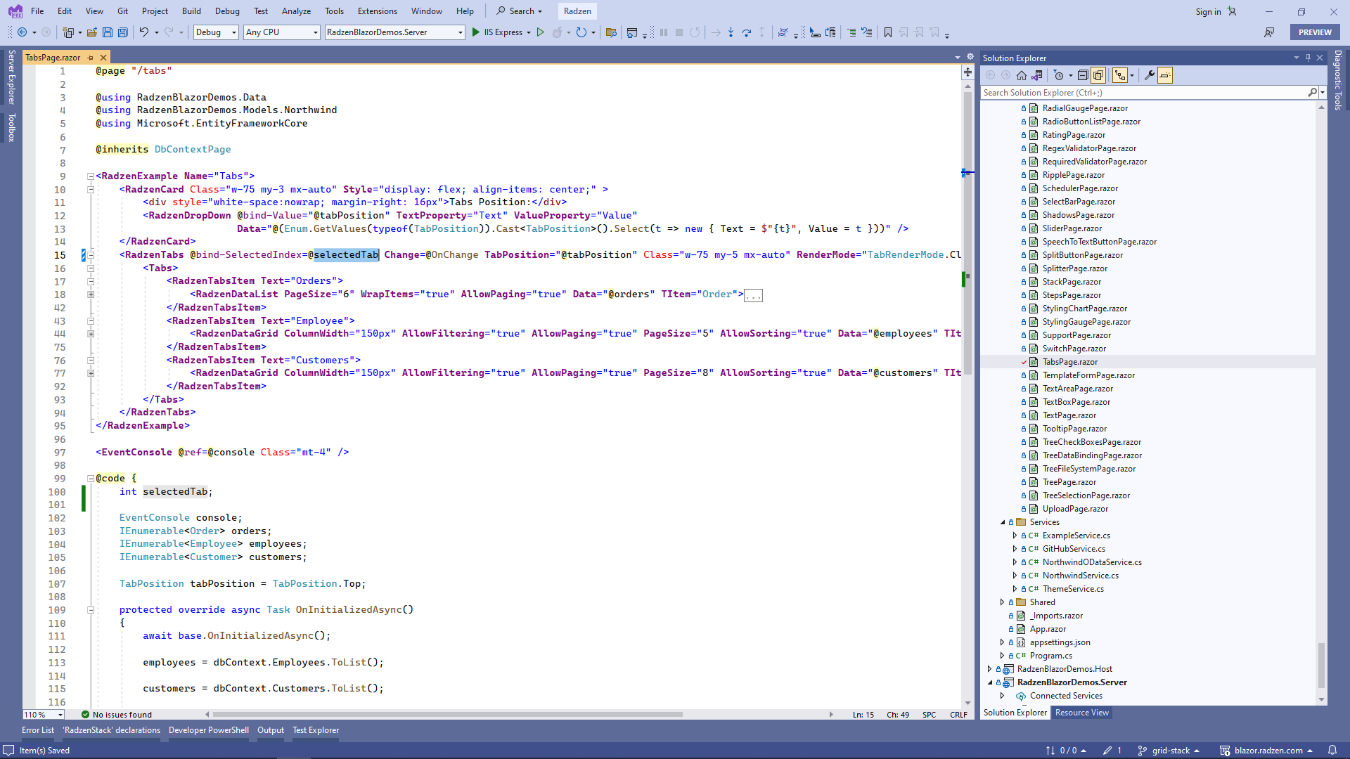 Radzen Dynamically Created Tabs How To Get A Value Of Selected active Tab Radzen Blazor 