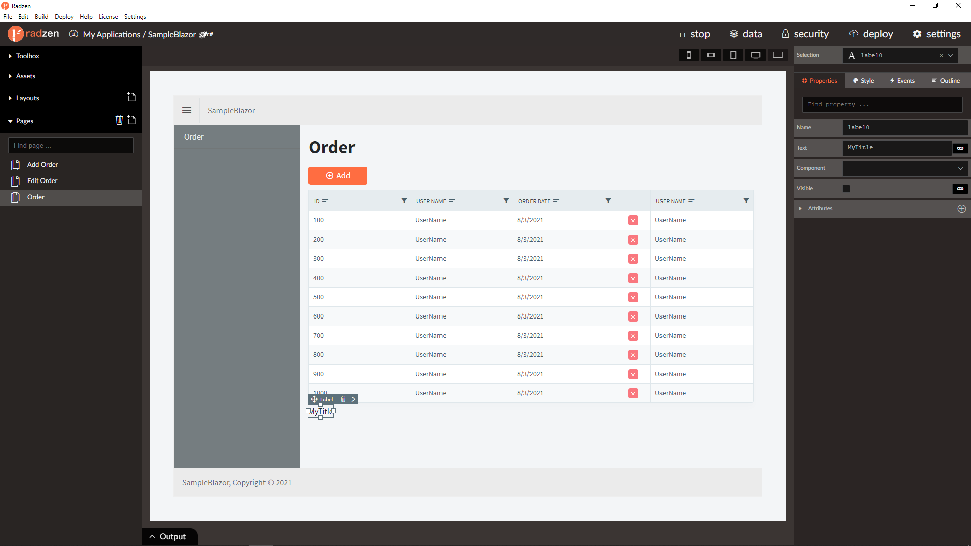 Duplicate columns with same property cannot display different titles - Blazor Server - Radzen