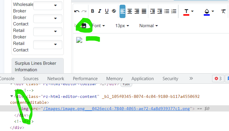 HTML Editor Not Showing Upload Images Radzen IDE Blazor Server side Radzen