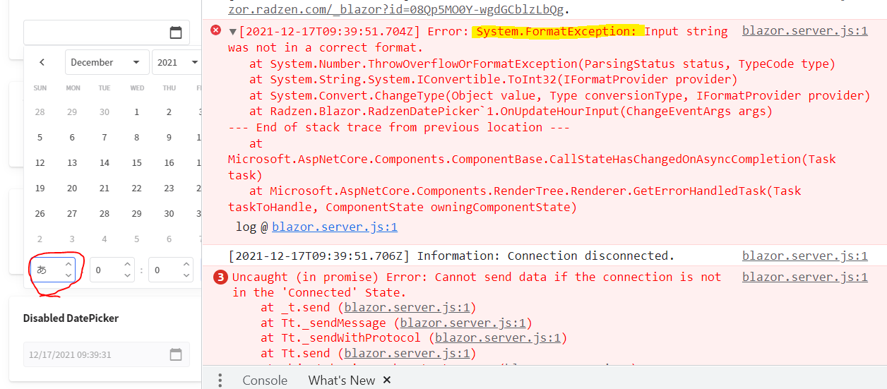 DatePicker:Double-byte character error - Radzen.Blazor Components - Radzen