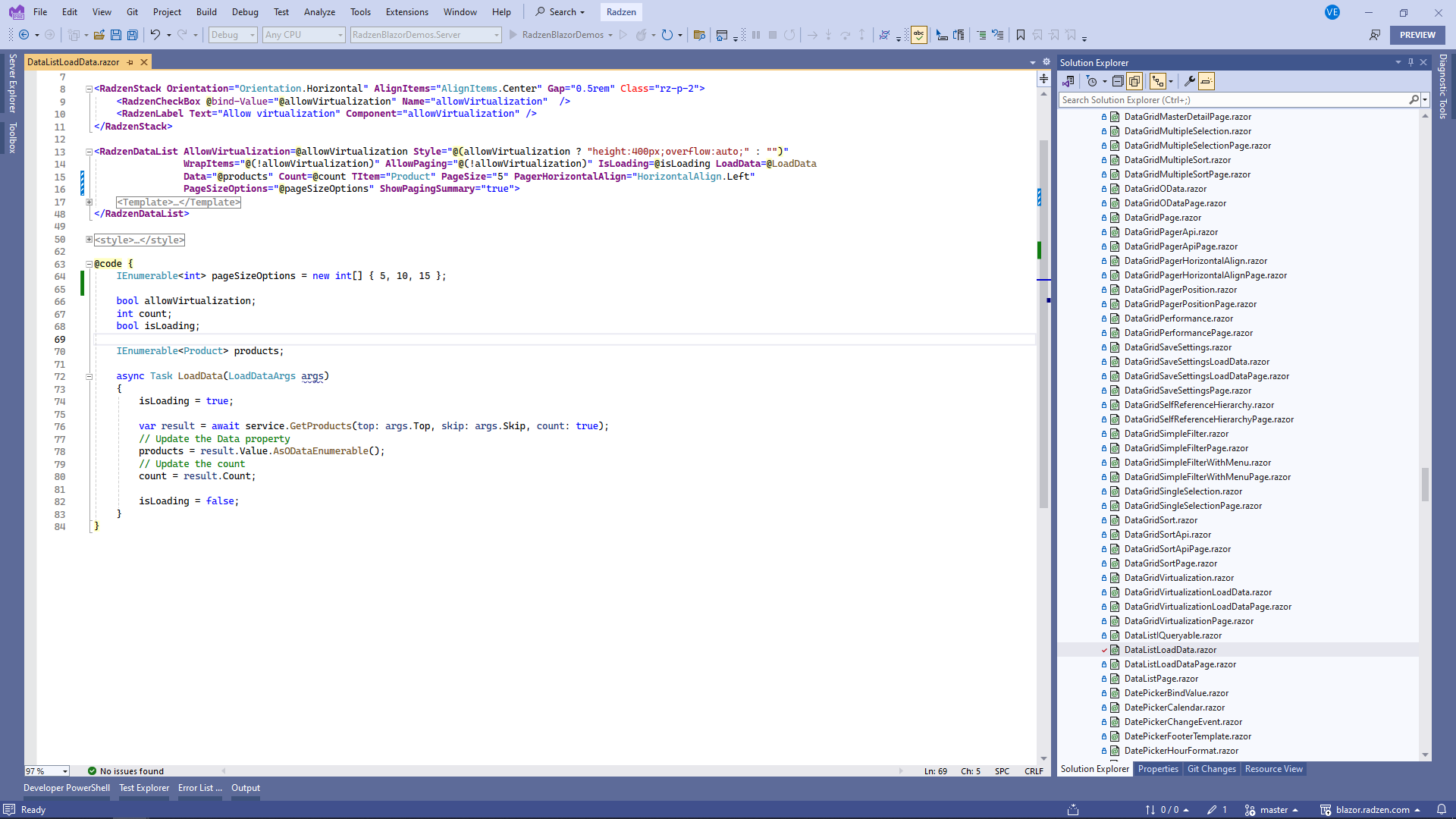 RadzenDataList - Change PageSize not firing LoadData - Radzen.Blazor ...
