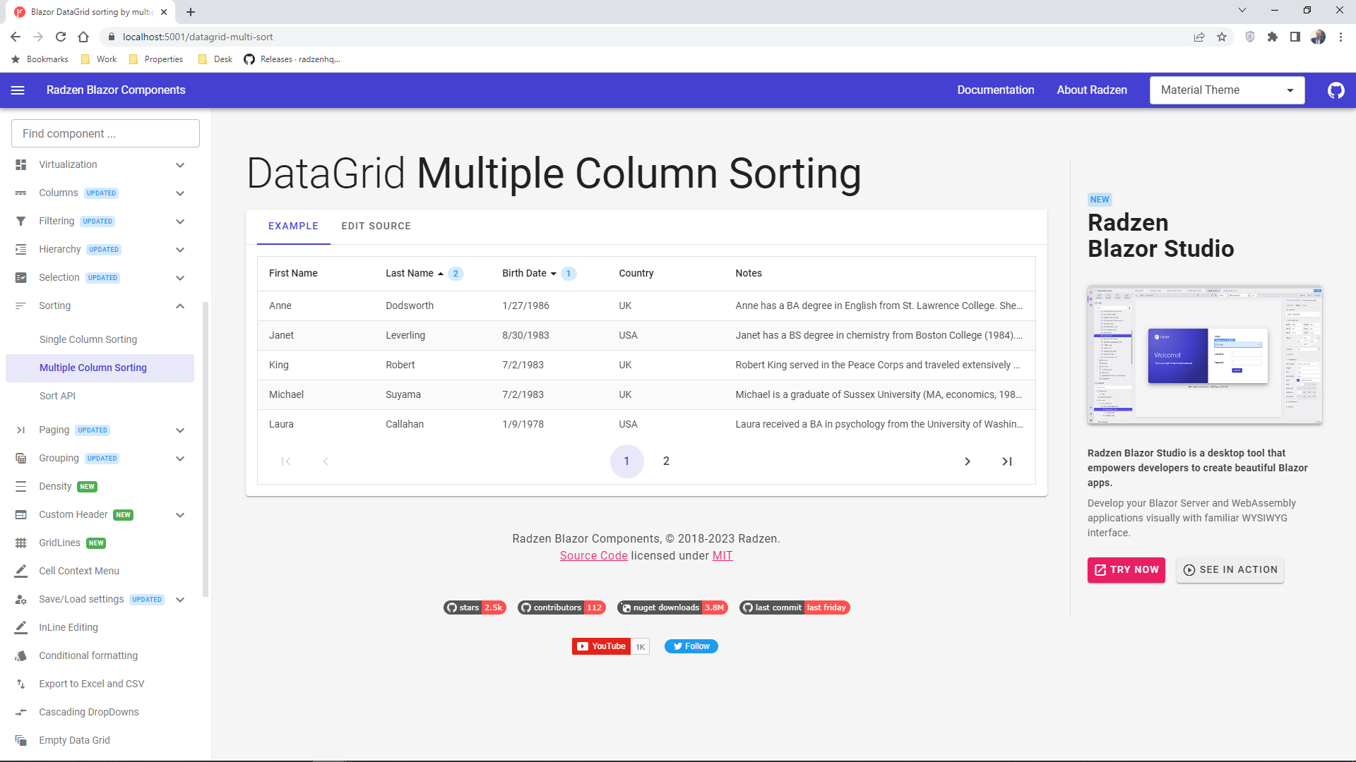 Problem with sorting index - Radzen.Blazor Components - Radzen