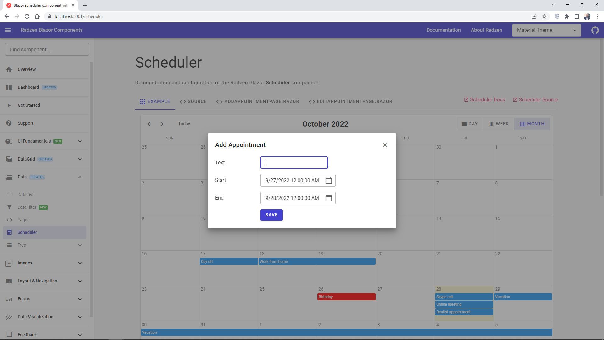 Scheduler - set selected date on add - Radzen.Blazor Components - Radzen