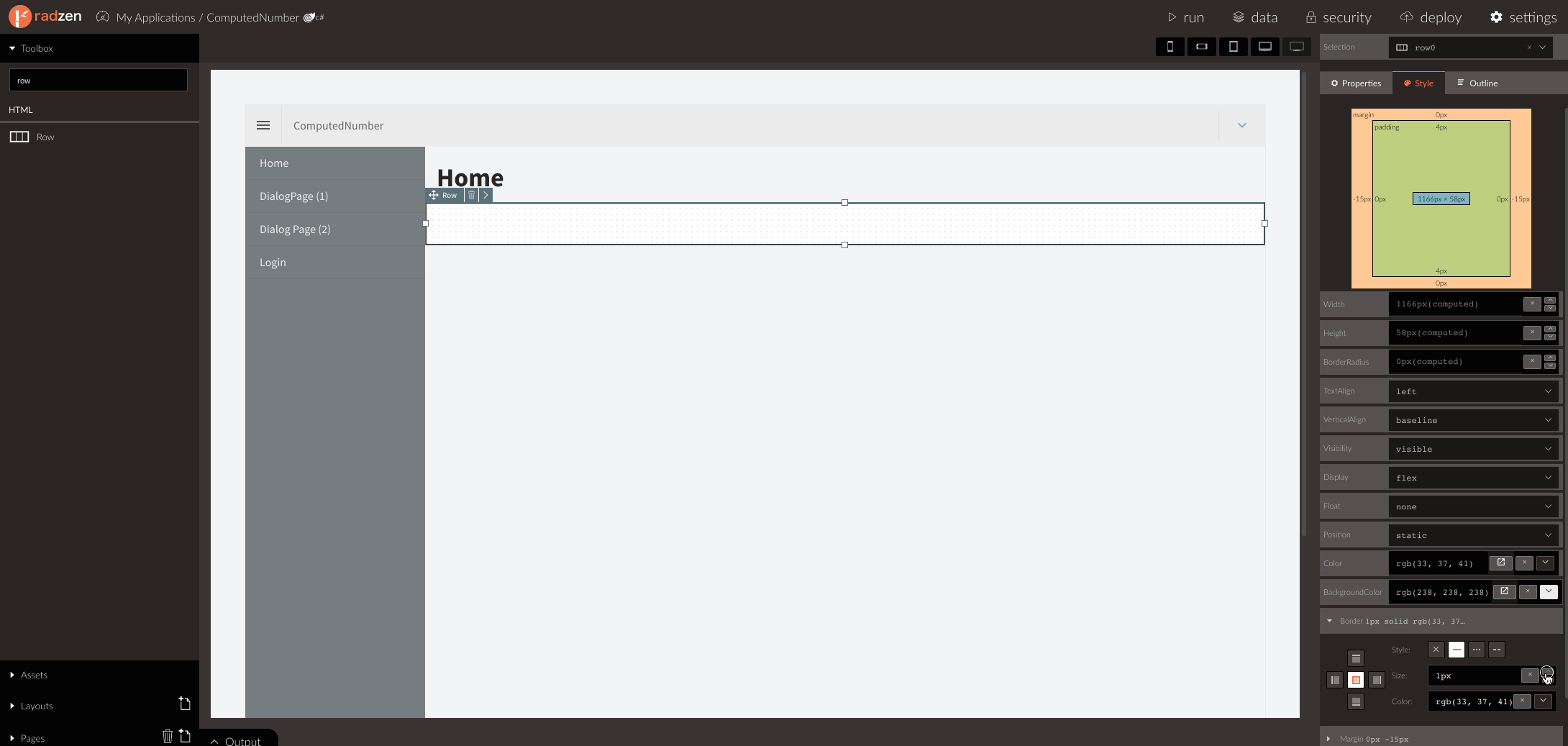 Can t Get Rid Of Row Border Radzen IDE Blazor Server side Radzen