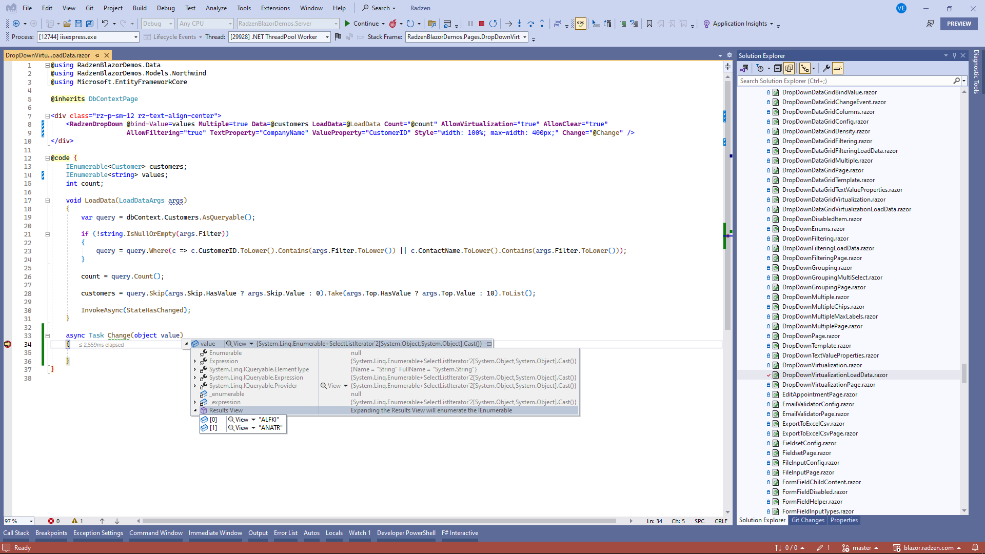 RadzenDropDown: how to improve the performance for large data using AllowVirtualization ...