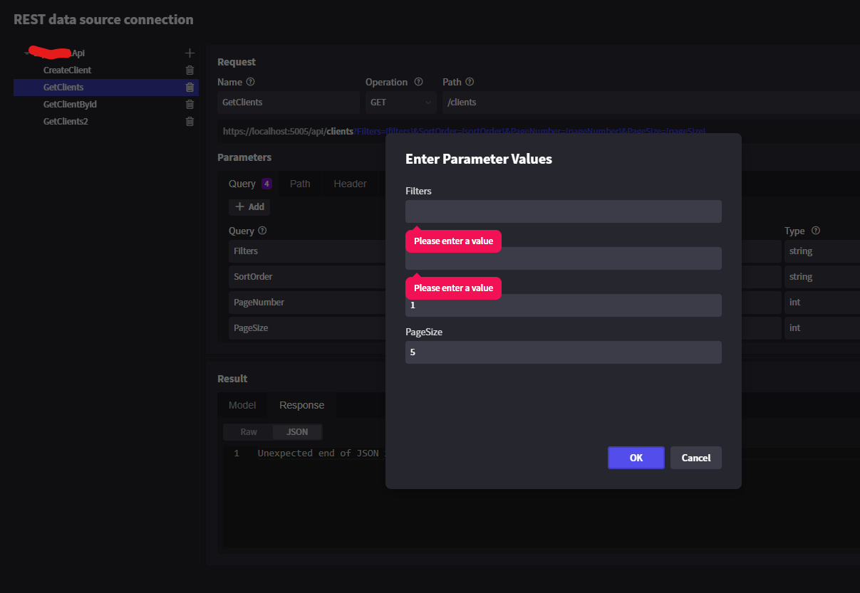 Datasource RestApi optional Query parameters - Radzen Blazor Studio - Radzen