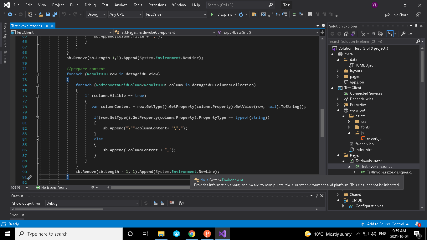 Iterate data grid - Blazor WebAssembly - Radzen