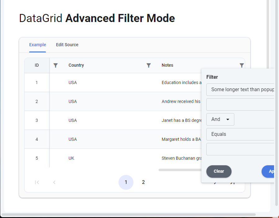 Window width changes on filter option selected in DataGrid - Radzen.Blazor Components - Radzen