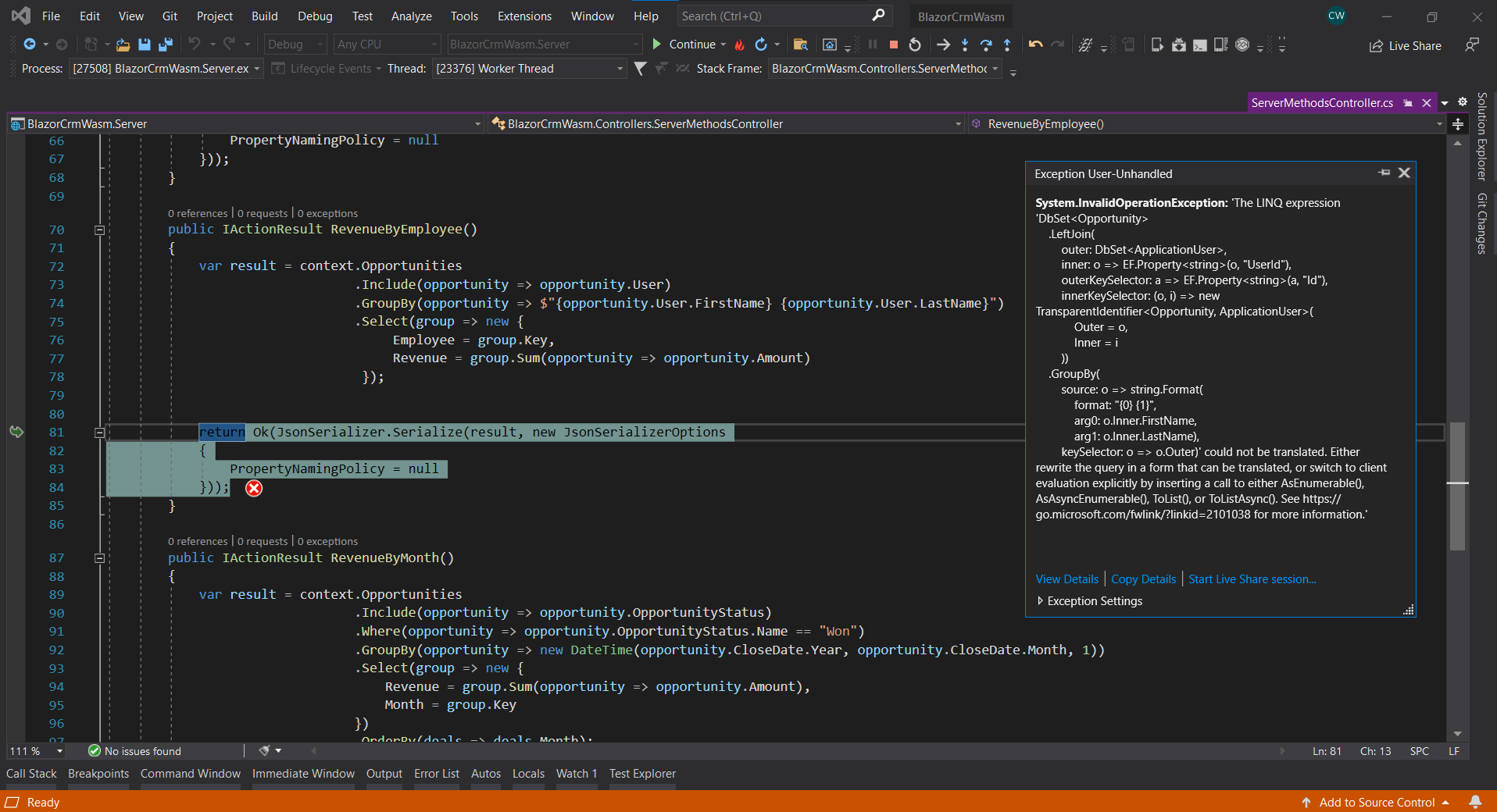 BlazorCRMWasm errors - Blazor WebAssembly - Radzen