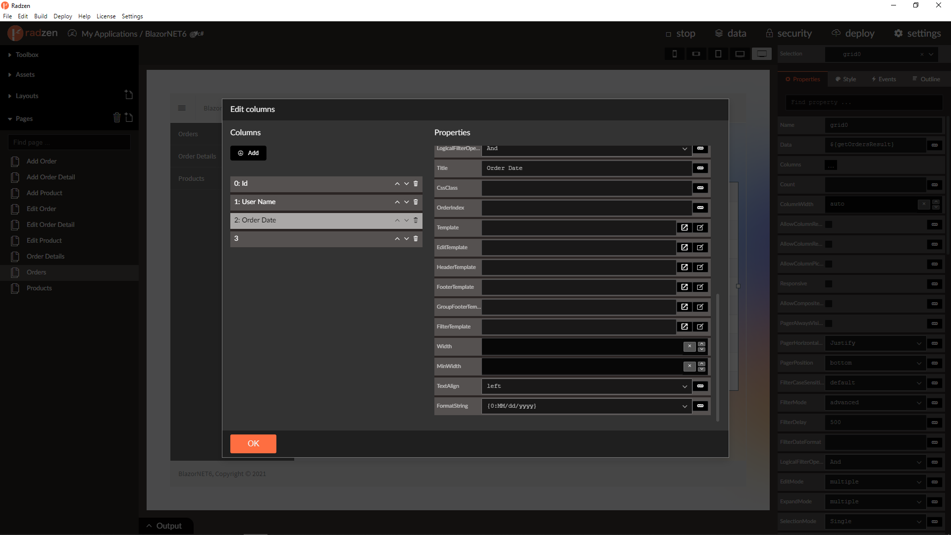Remove time from date property in datagrid column - Blazor Server - Radzen