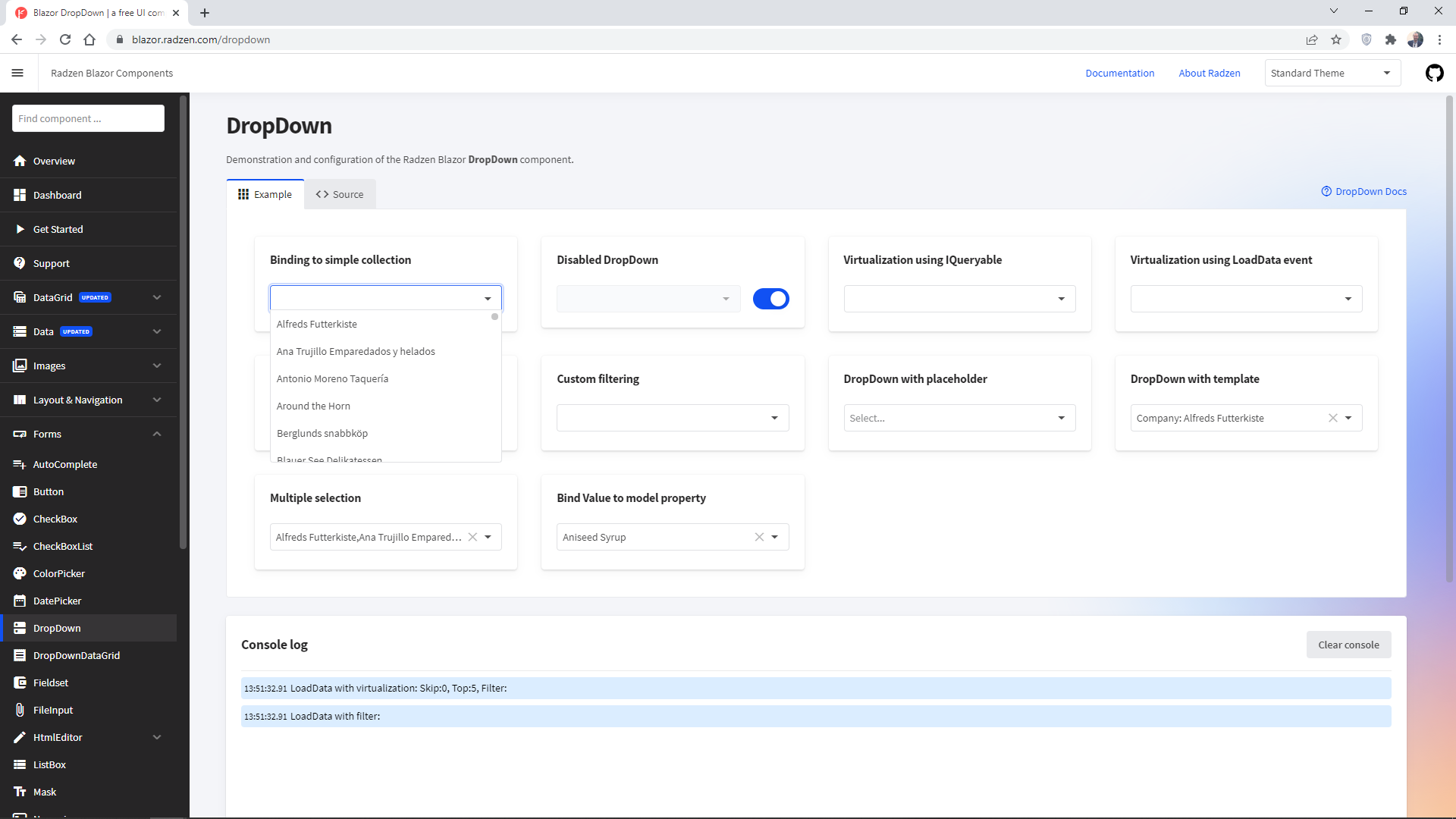 DropDownDataGrid click area - Blazor Server - Radzen
