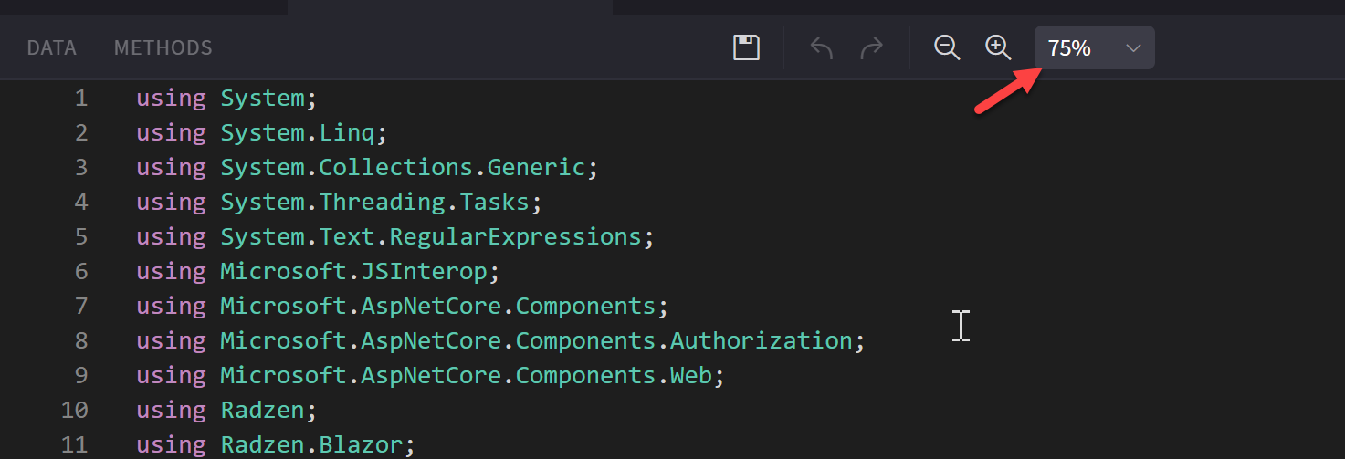 Zoom Editor Font Size - Radzen Blazor Studio - Radzen Zoom Editor Font Size - Radzen Blazor Studio - Radzen