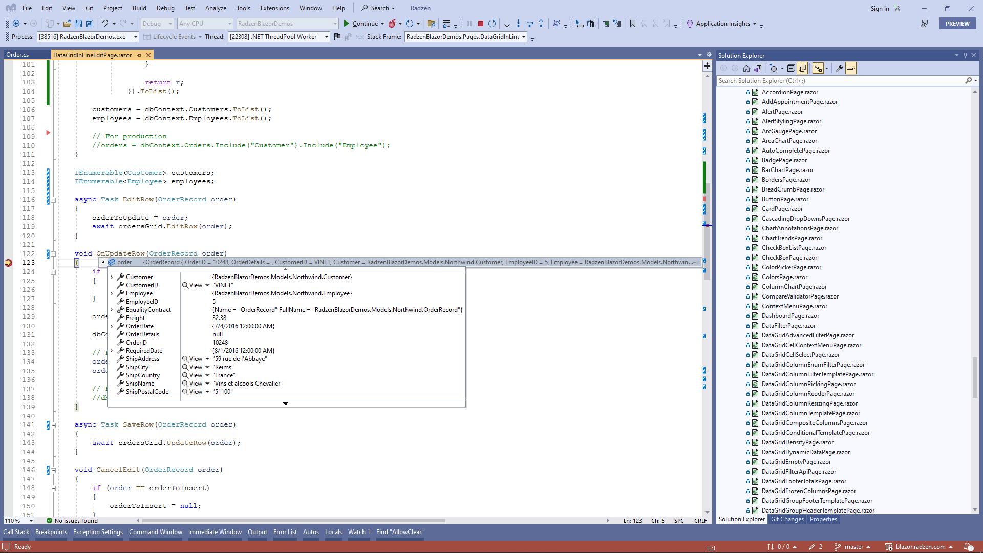 Radzen Datagrid Inline Edit Jumps Out Of Edit Mode When Bound To Nuget Class Radzen Blazor