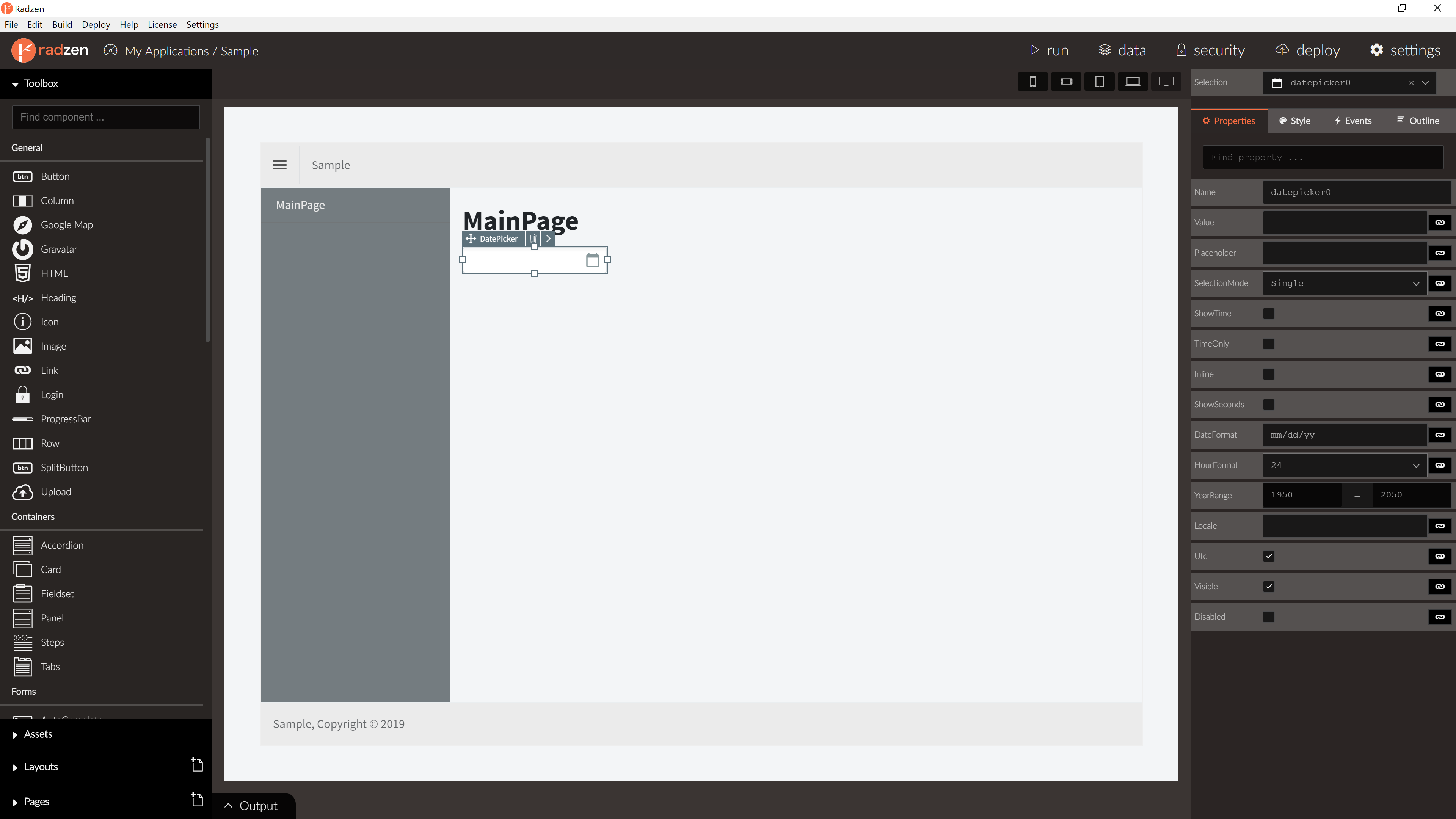 DatePicker Hour Format - Blazor Server - Radzen