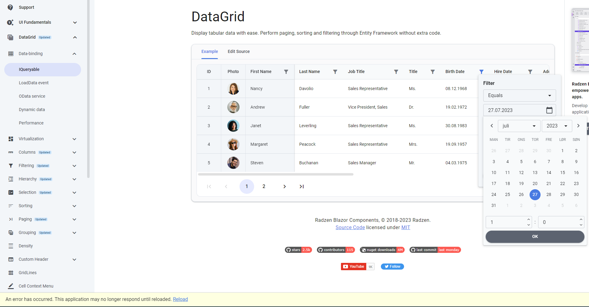 Problem with culture in date filter - Radzen.Blazor Components - Radzen