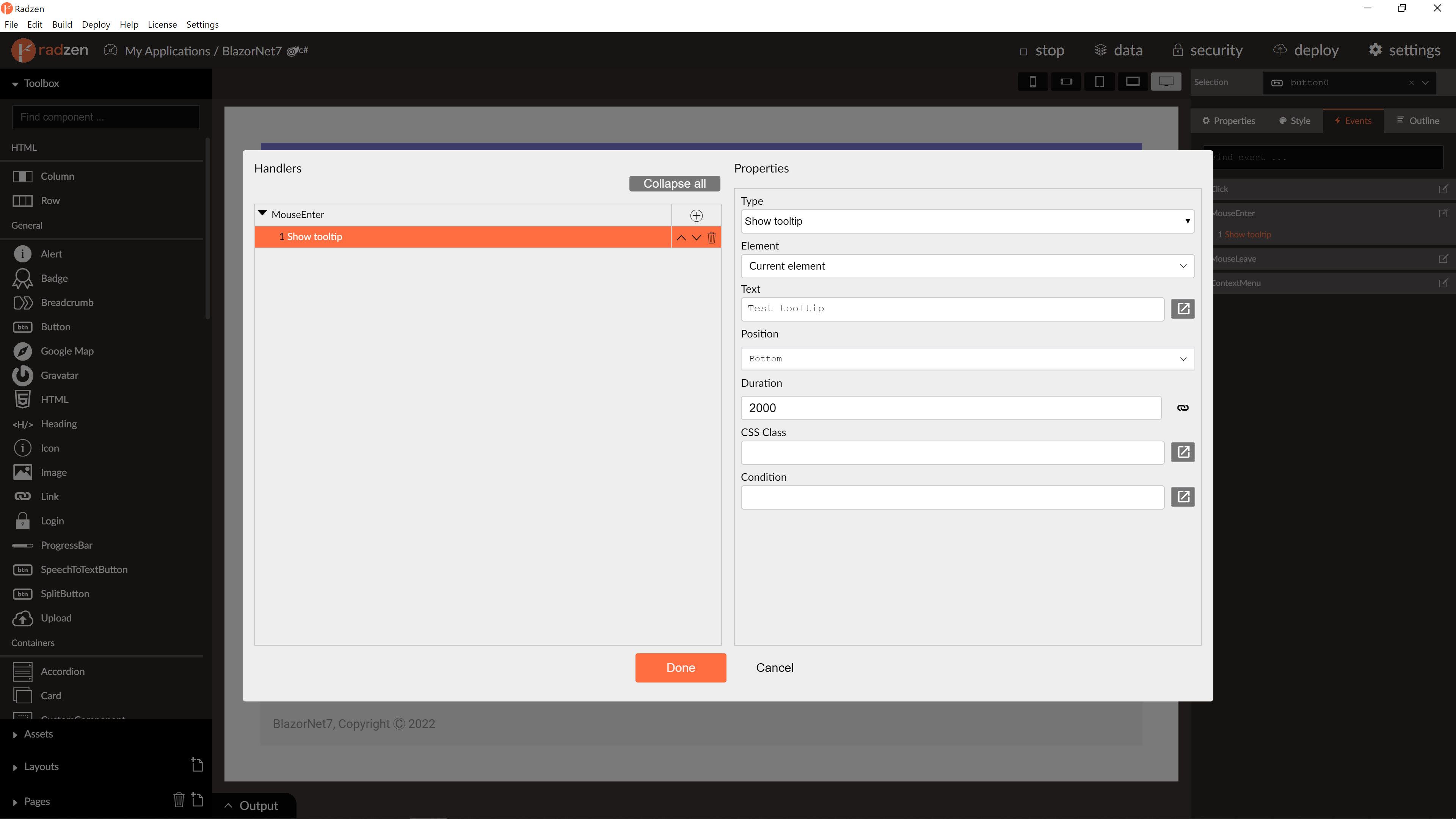 Tooltip Not Displayed Blazor Server Radzen 