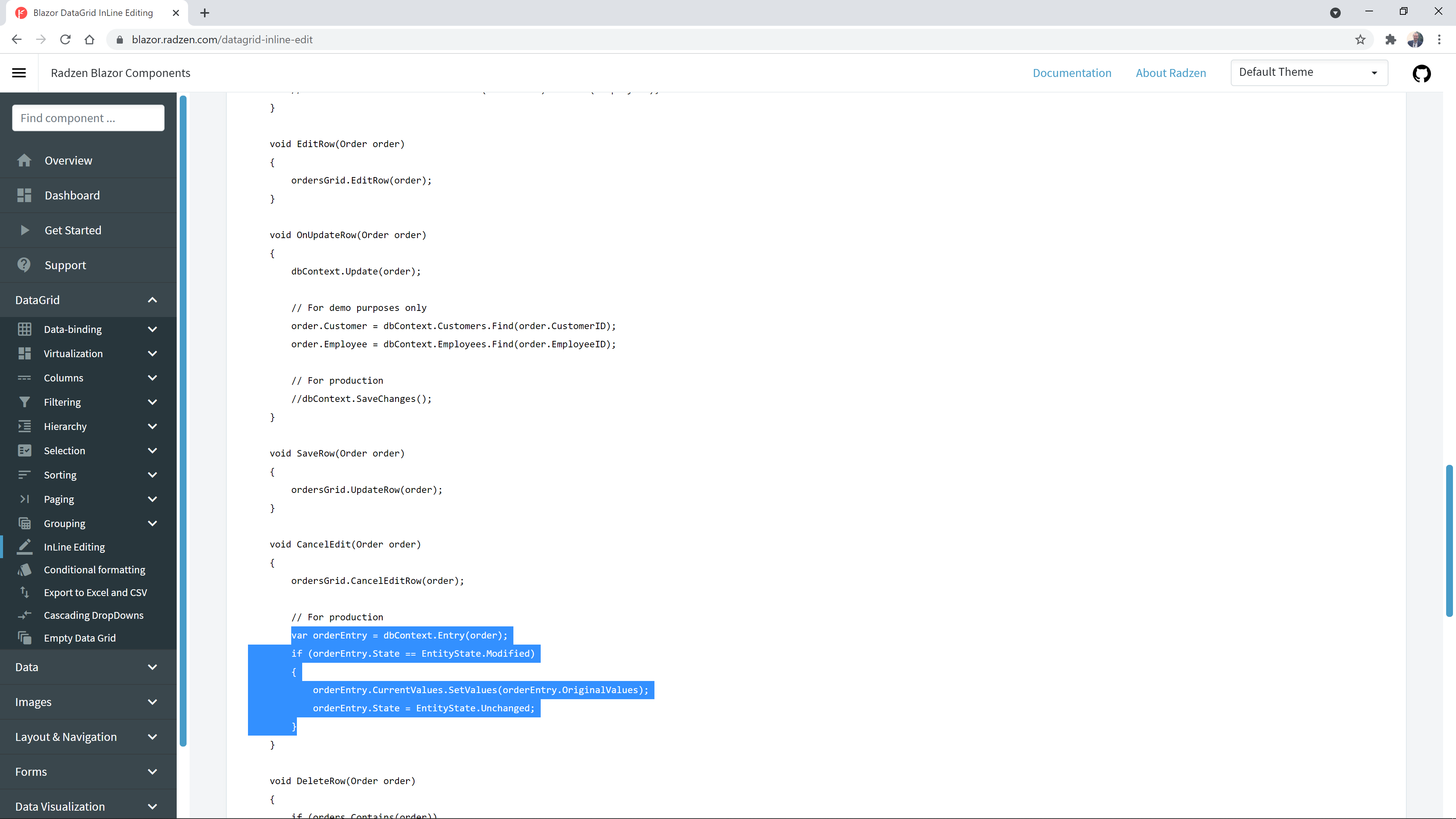 Blazor RadzenDataGrid Edit Issue - Radzen.Blazor Components - Radzen