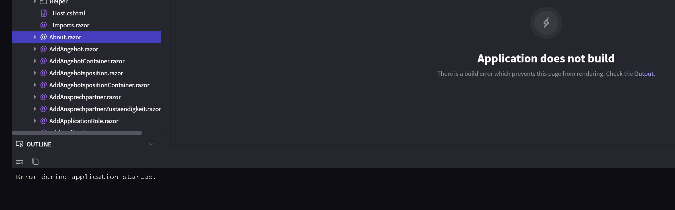 Application does not build but App starts after "Run" - Radzen Blazor Studio - Radzen