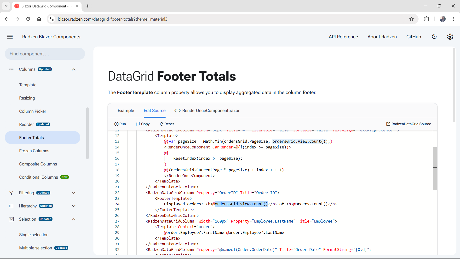 Select all filtered row - Radzen.Blazor Components - Radzen