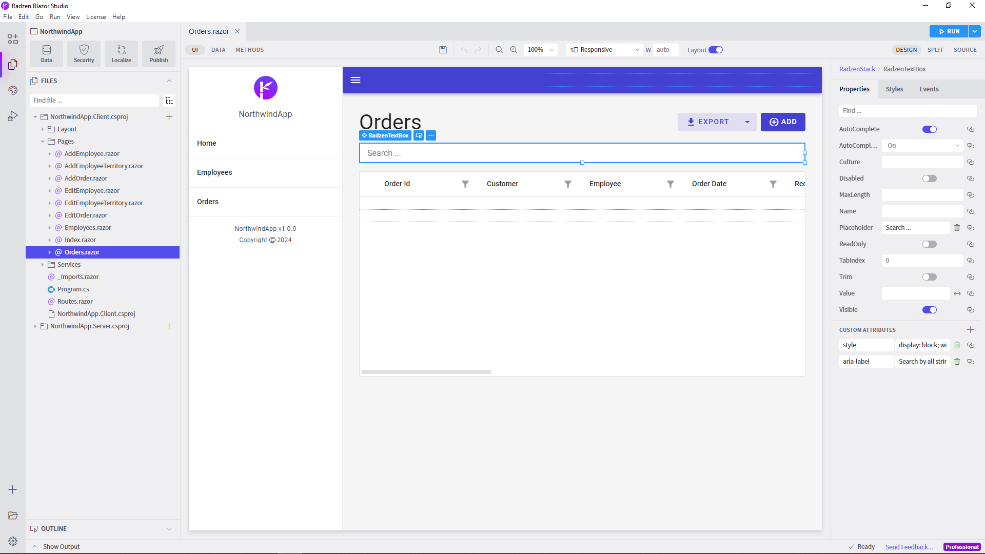 How do we implement GridSearchBox in Radzen - Radzen.Blazor Components - Radzen