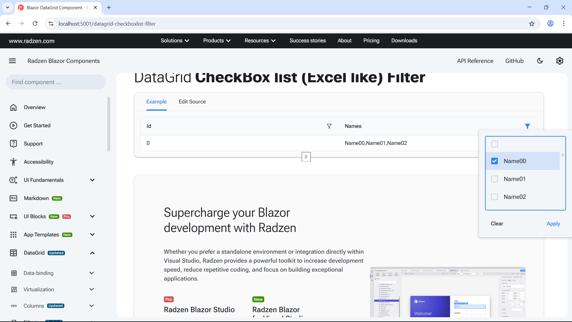 RadzenDataGrid filtering List column with multiselect dropwdown - Radzen.Blazor Components - Radzen