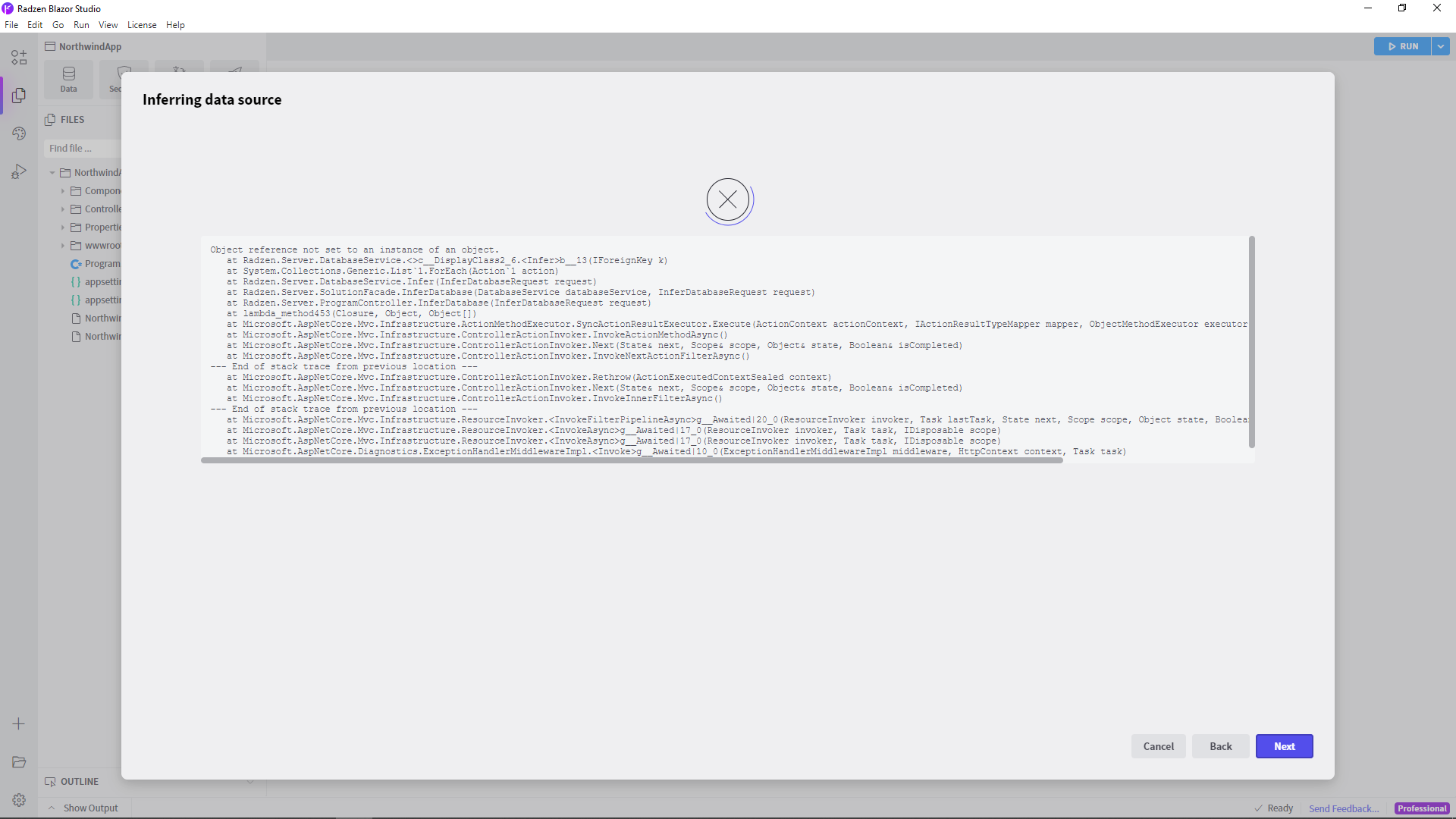 Scaffolding Northwind database fails - Radzen Blazor Studio - Radzen
