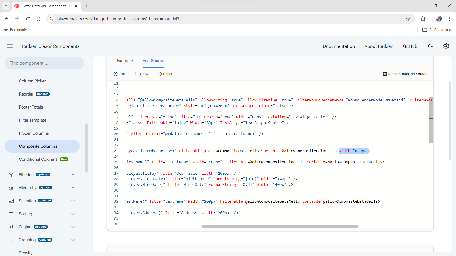 Composite Column width bug - Radzen.Blazor Components - Radzen