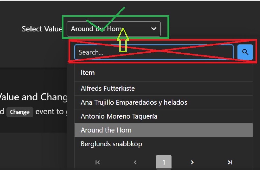 Search not in the DropDownDataGrid list row - Radzen.Blazor Components - Radzen