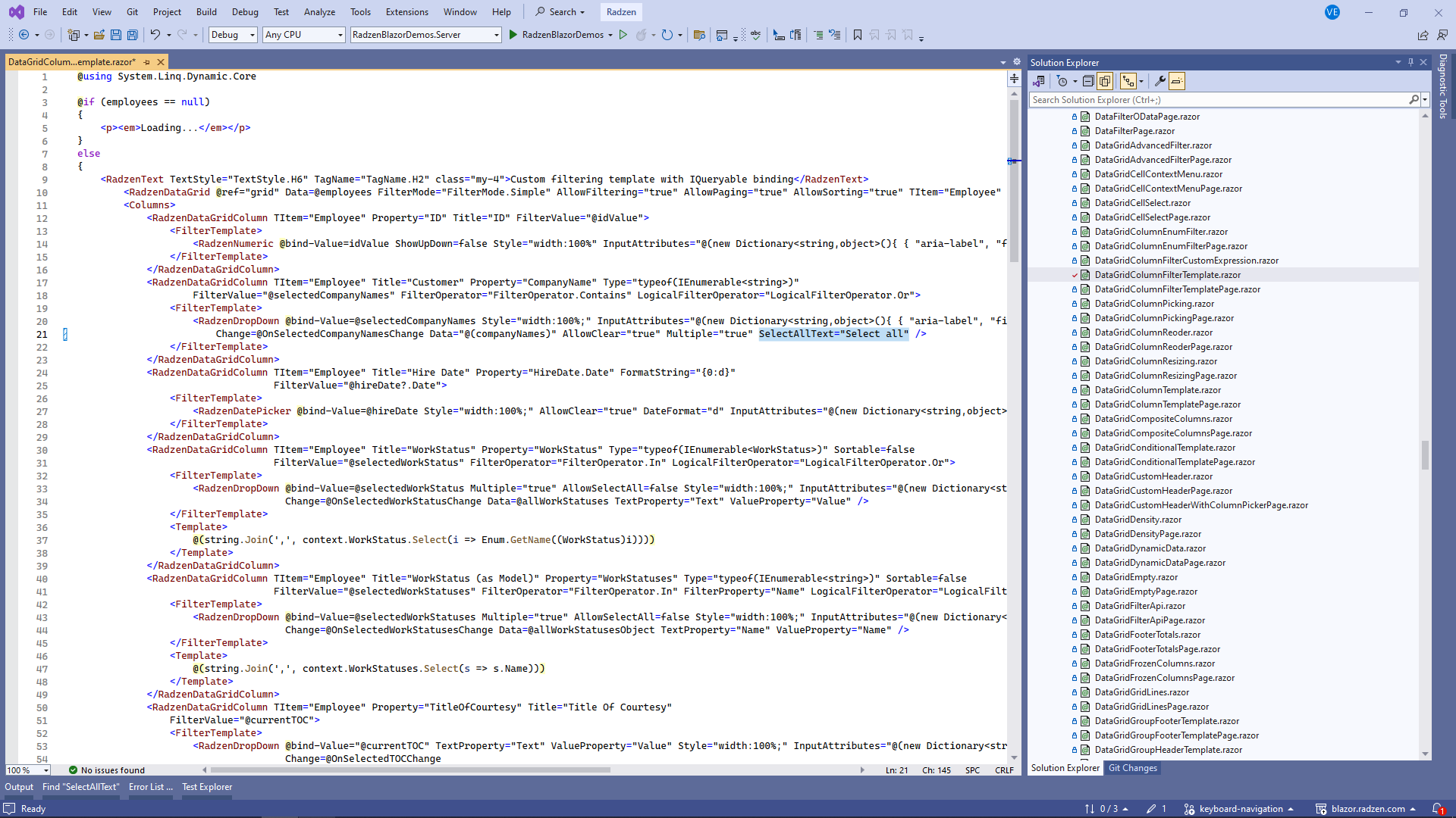 Placeholder In dataGridColum FilterTemplate for SelectAll - Radzen ...
