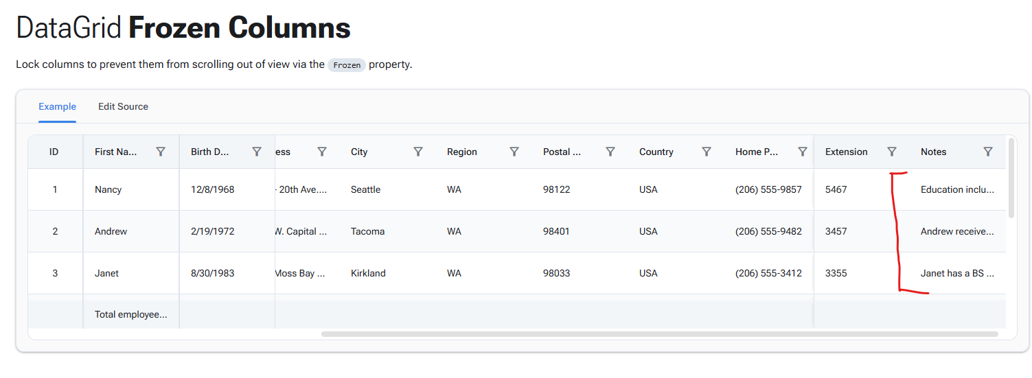 Blazor DataGrid Component - Frozen Columns | Free UI Components by ...