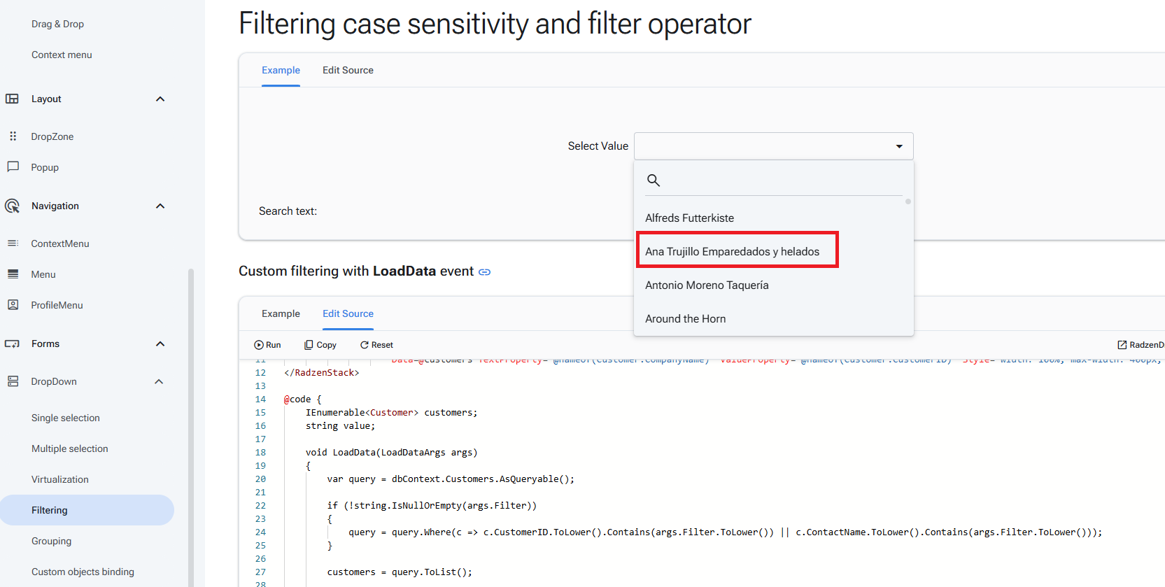 Maybe a Bug in Blazor DropDown Component when 'Filtering' - Radzen.Blazor Components - Radzen