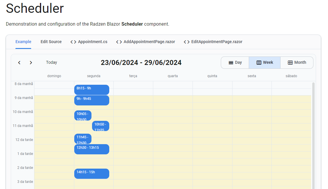 Scheduler Week View Time Slots Render Issue - Radzen.Blazor Components - Radzen