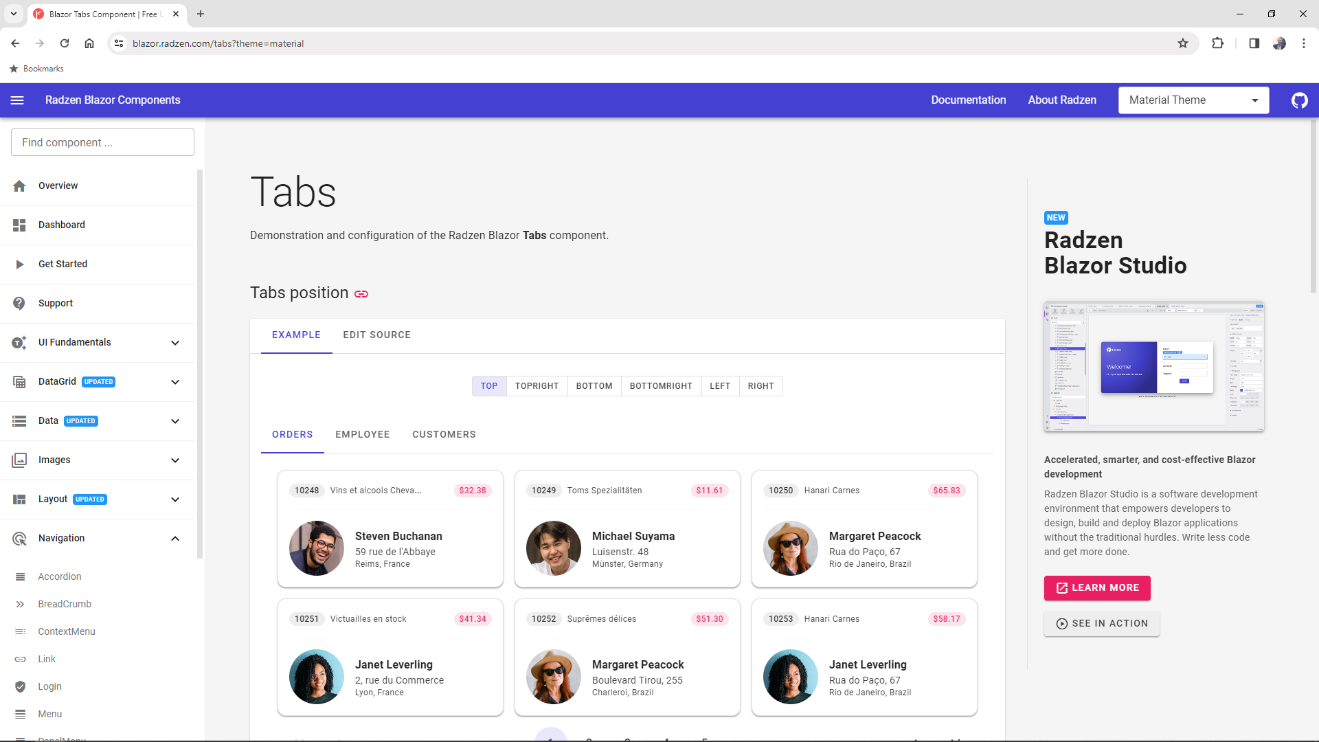 RadzenTabs appearance in .net8 - Radzen.Blazor Components - Radzen