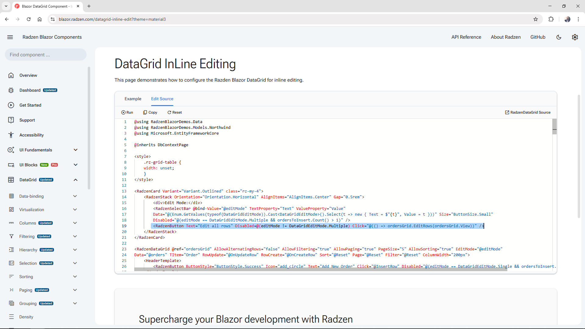 Validating when all datagrid rows editable - Radzen Blazor Studio - Radzen