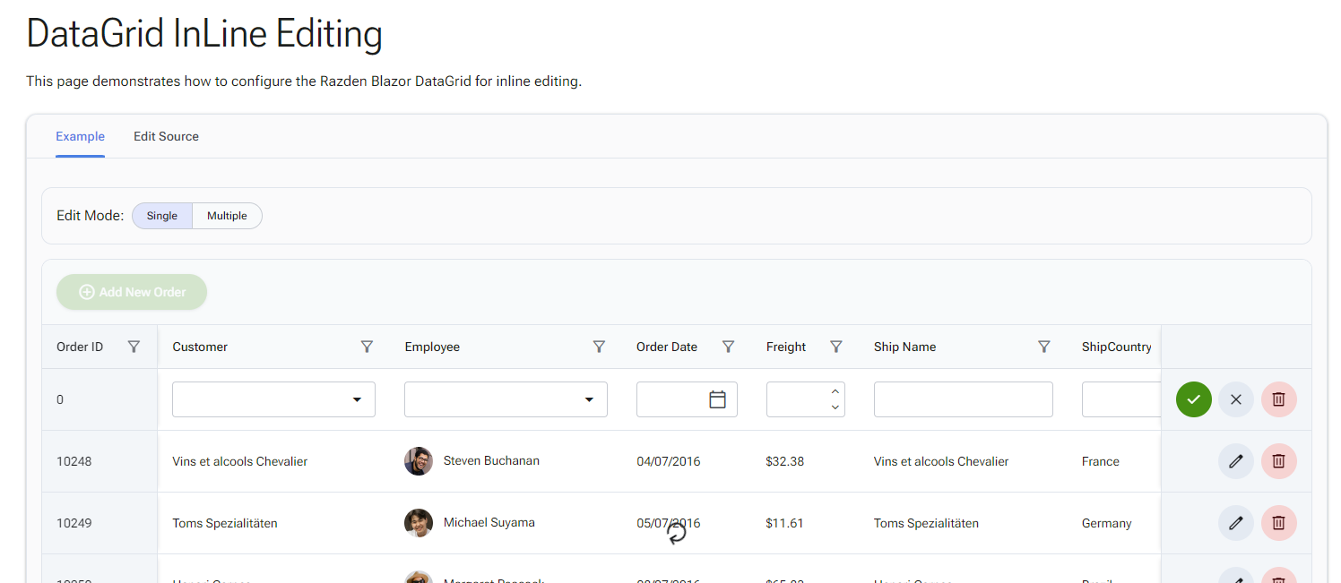 Datagrid Inline Editing Loader Keep On Loading Radzen Blazor Components Radzen