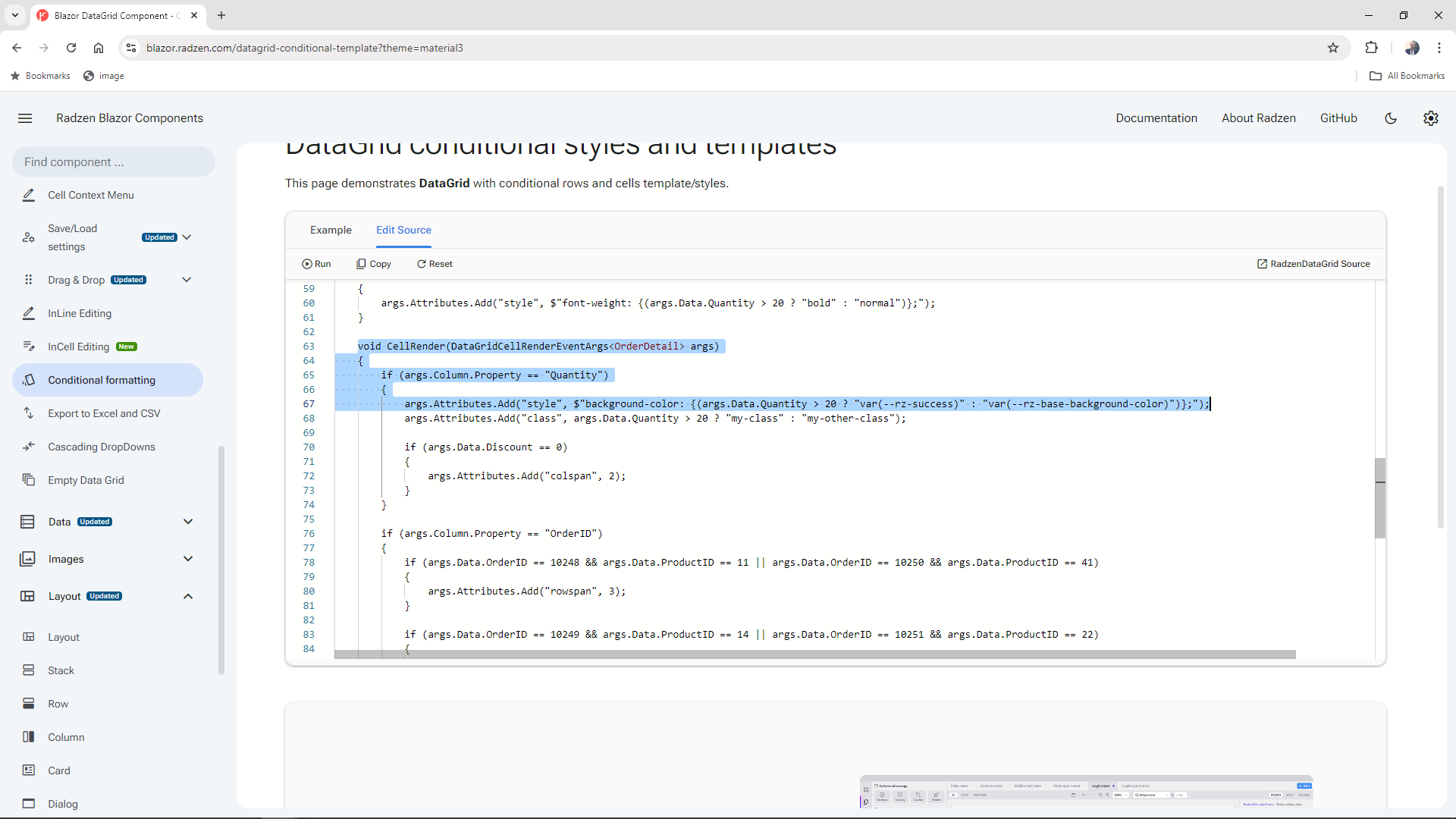 Radzen DataGrid column color - Radzen.Blazor Components - Radzen