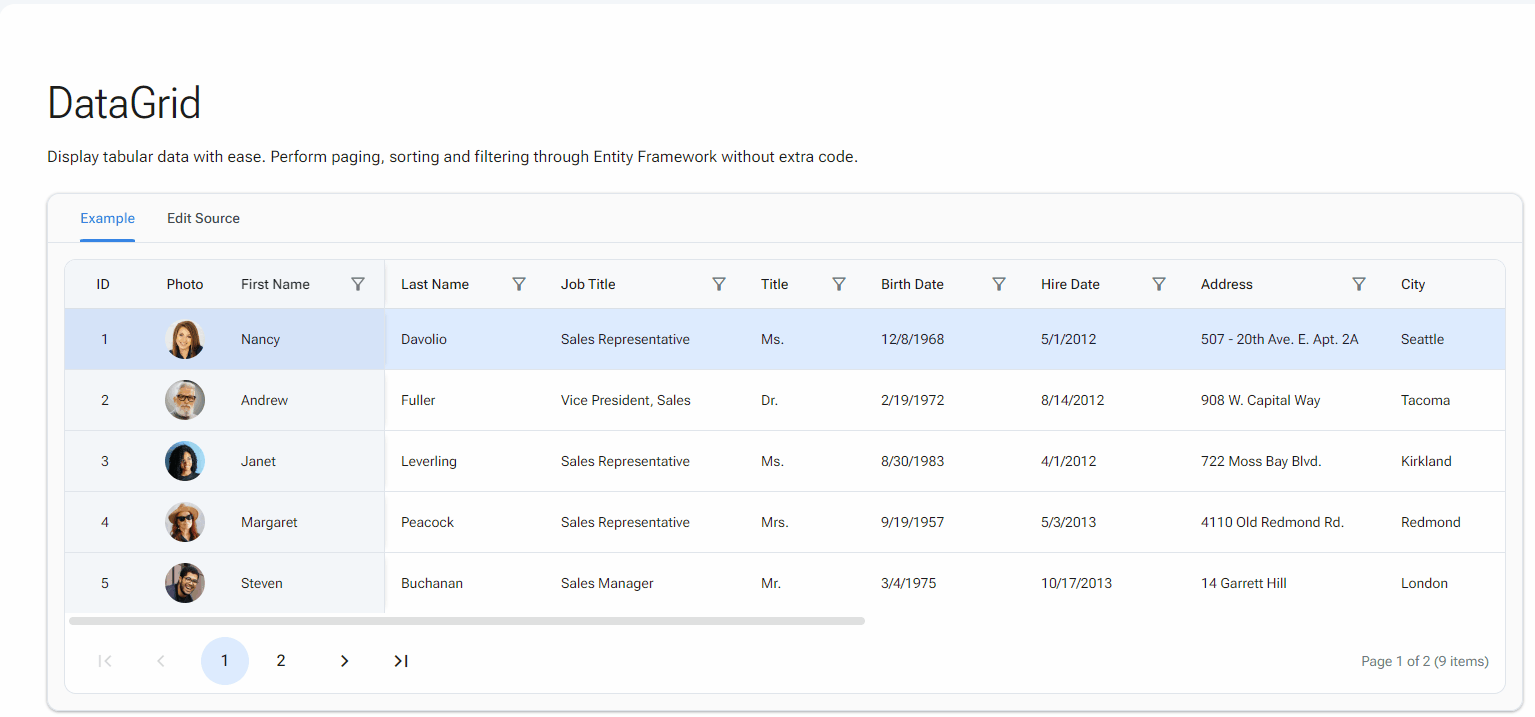 Datagrid Filters Radzen Blazor Components Radzen