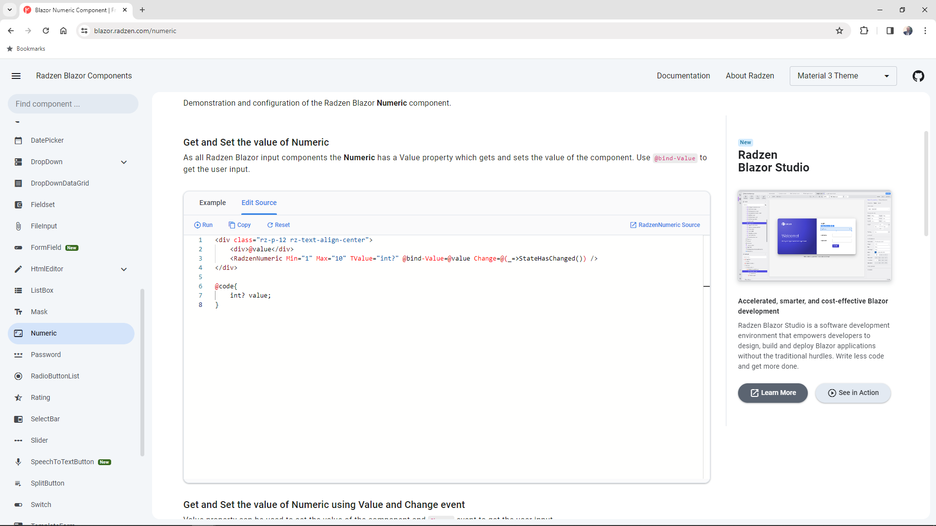 RadzenNumeric defaults to min value - Radzen.Blazor Components - Radzen
