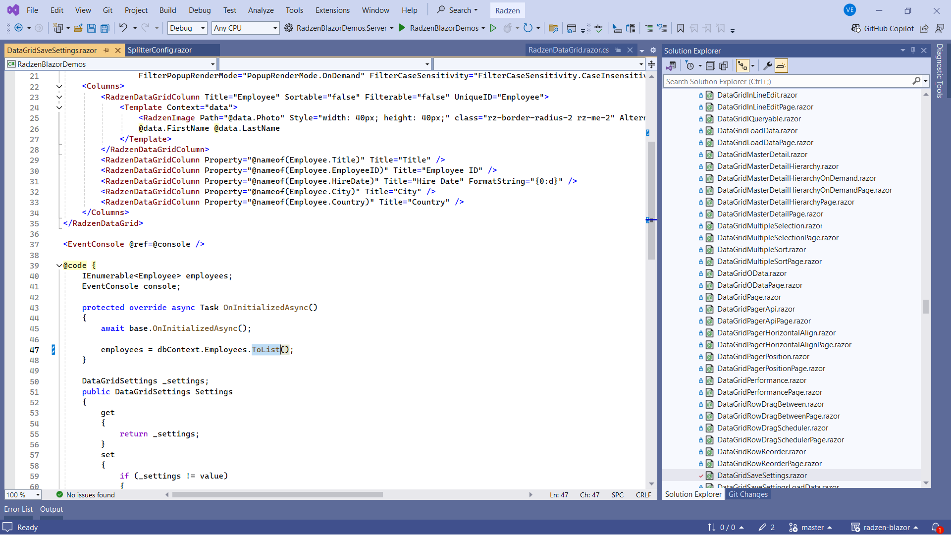 Data grid with CheckListBox filter mode and save settings - Radzen ...