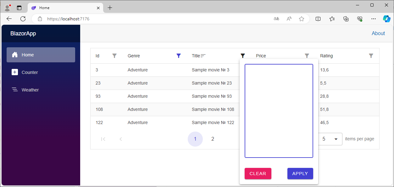 RadzenDataGrid FilterMode.CheckBoxList - Radzen.Blazor Components - Radzen