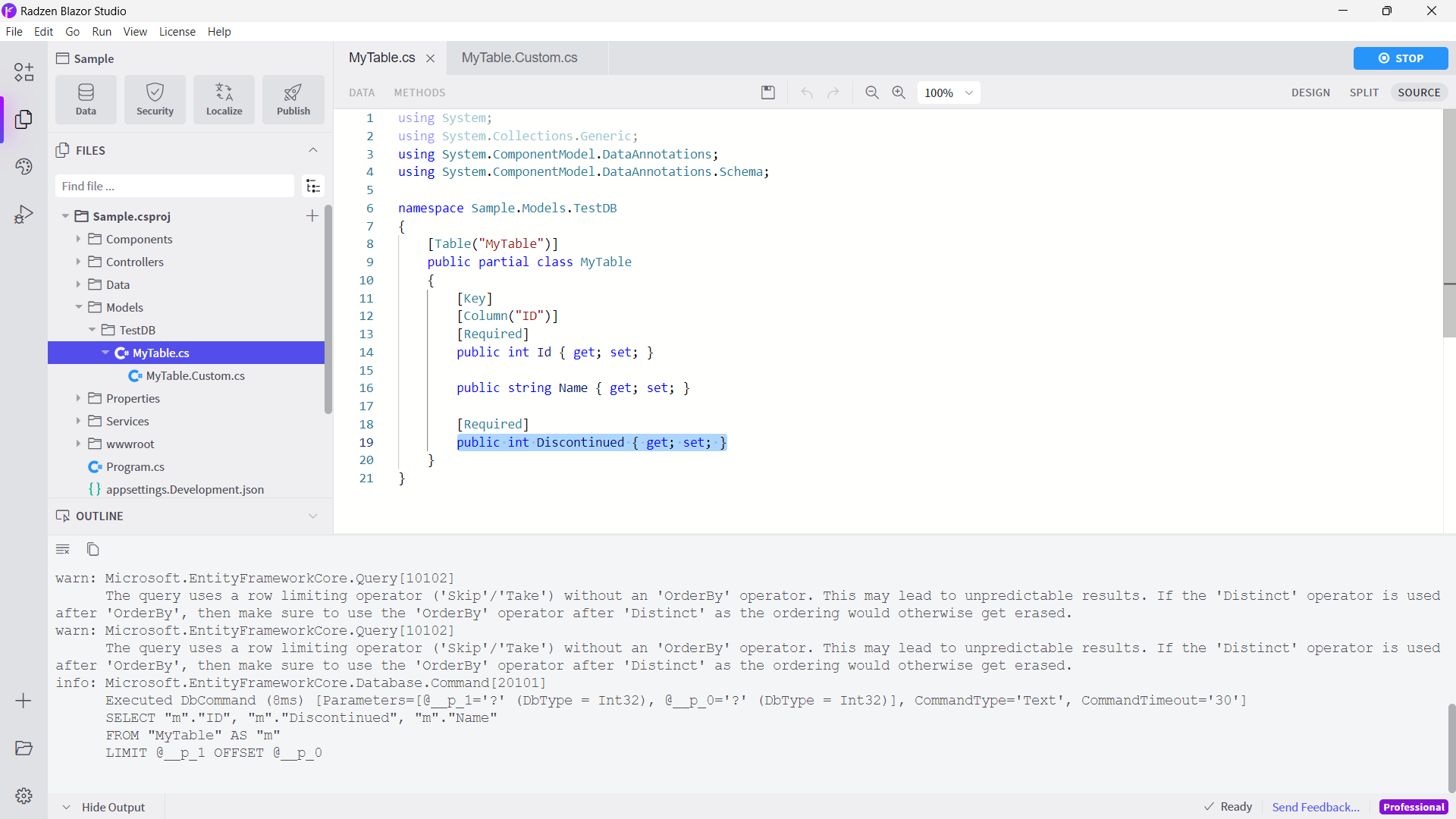 Checkbox in gridcolumn for sqlite integer field - Radzen Blazor Studio - Radzen